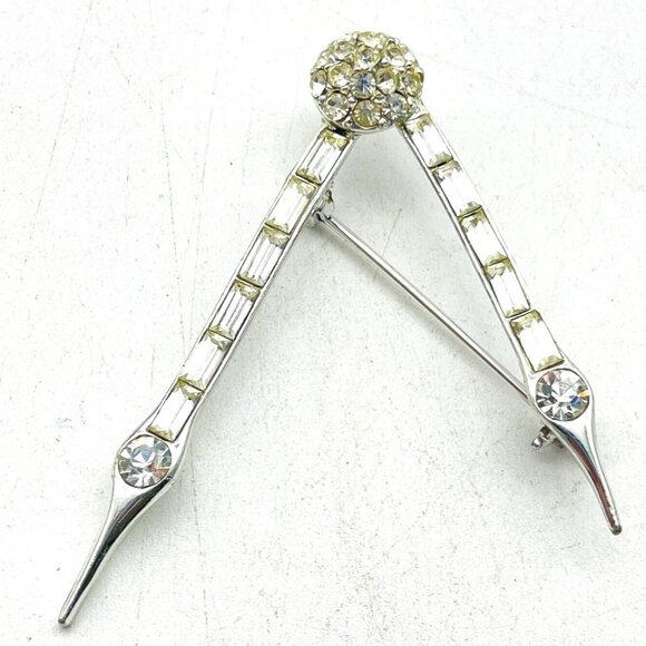 Unbranded | Jewelry | Rhinestone Protractor Pin Silver Tone Baguettes ...